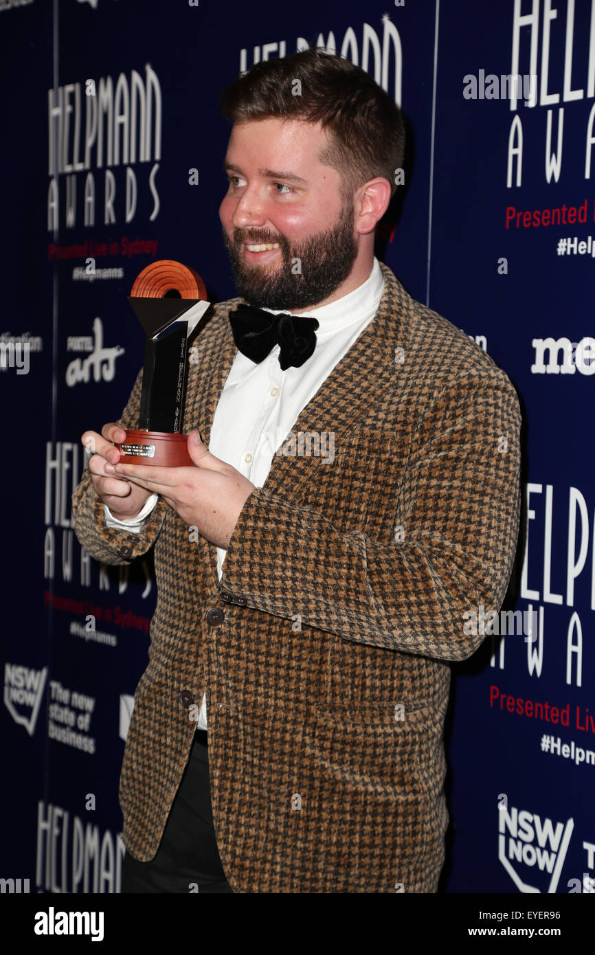 Sydney, Australia. 27 July 2015. Kip Williams poses with the award for ...