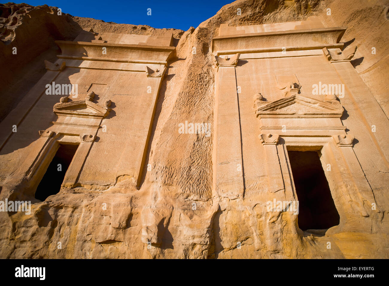 Pre-Islamic archaeological site; Madain Saleh, Saudi Arabia Stock Photo ...