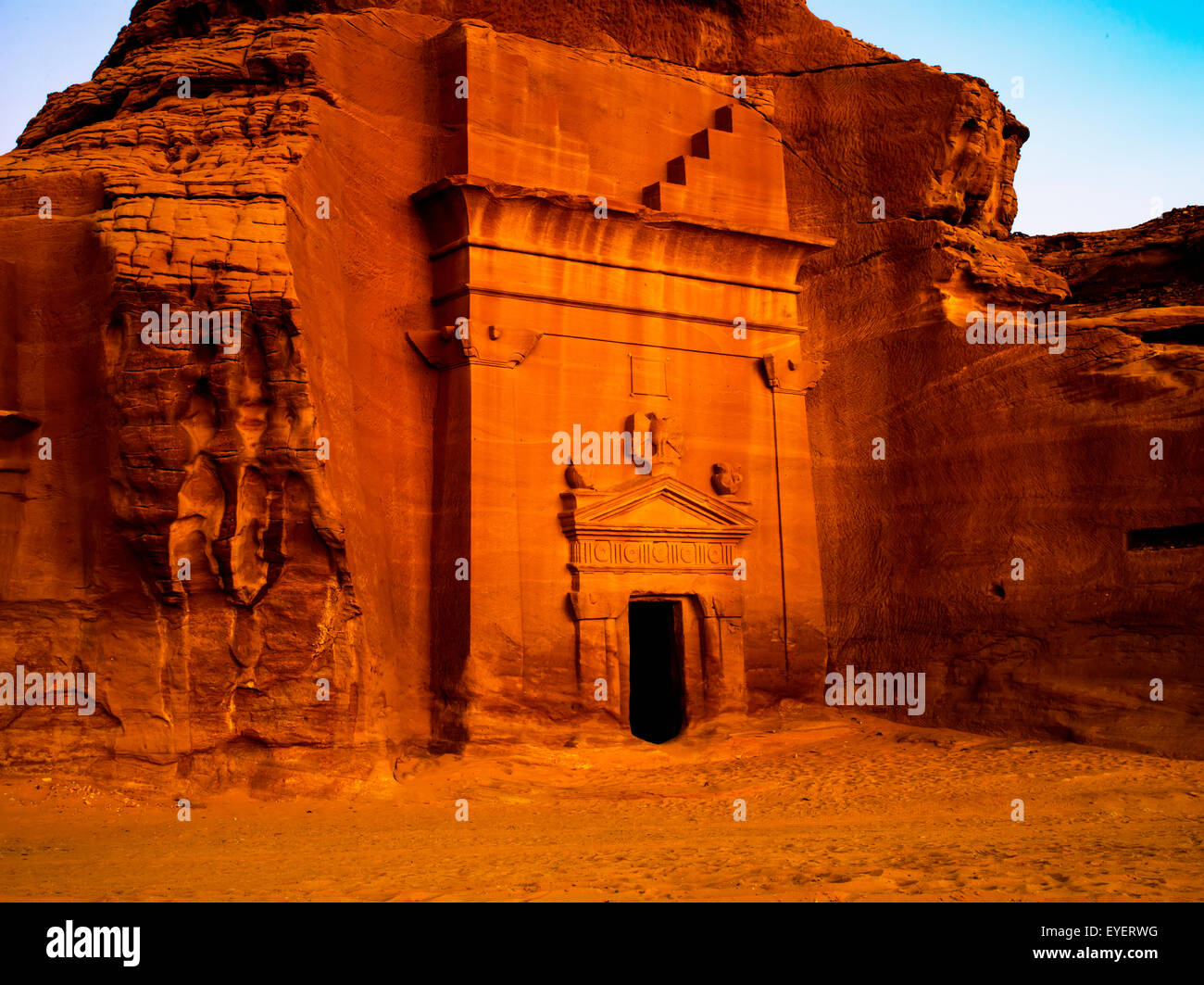 Pre-Islamic archaeological site; Madain Saleh, Saudi Arabia Stock Photo ...