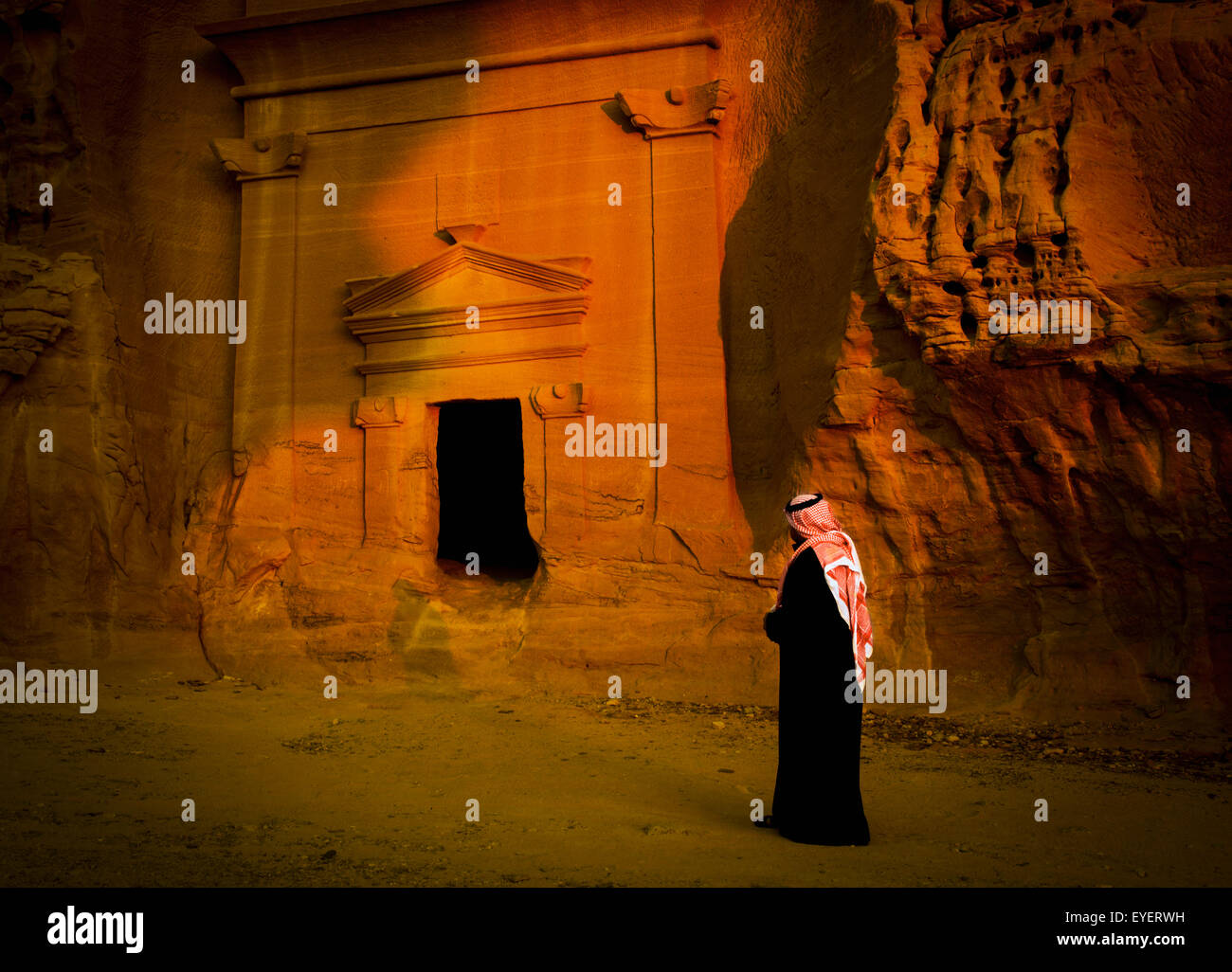 Pre-Islamic archaeological site; Madain Saleh, Saudi Arabia Stock Photo ...