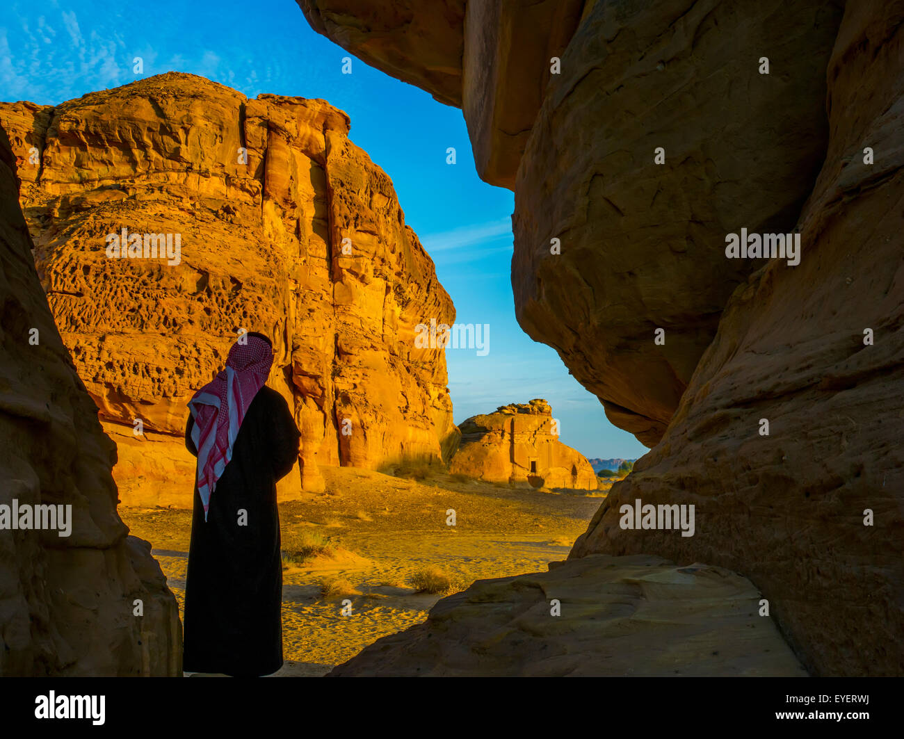 Pre-Islamic archaeological site; Madain Saleh, Saudi Arabia Stock Photo ...