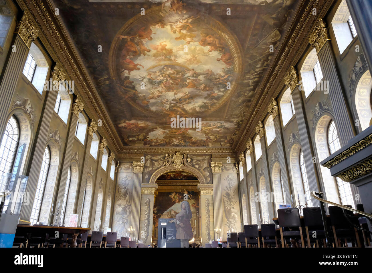 A view of the ceiling at the painted hall, old royal naval college ...