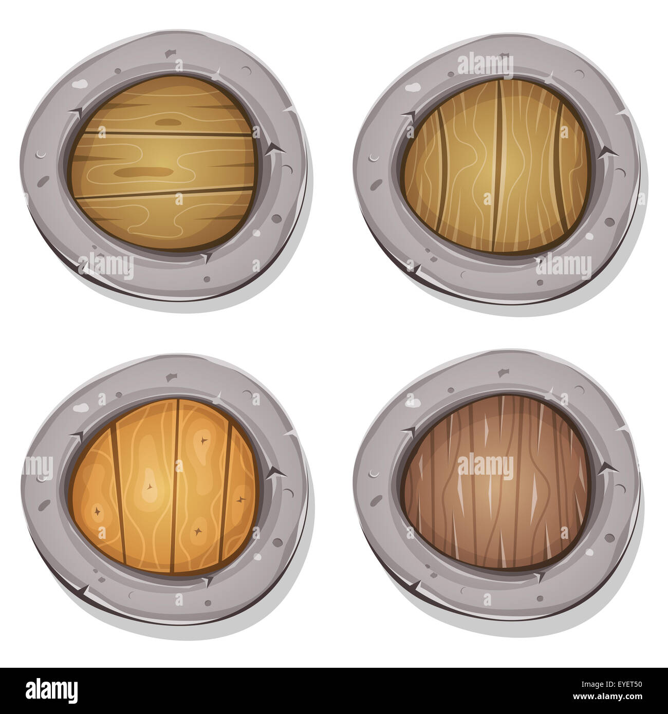 Illustration of a set of cartoon design viking warrior shields, with ...