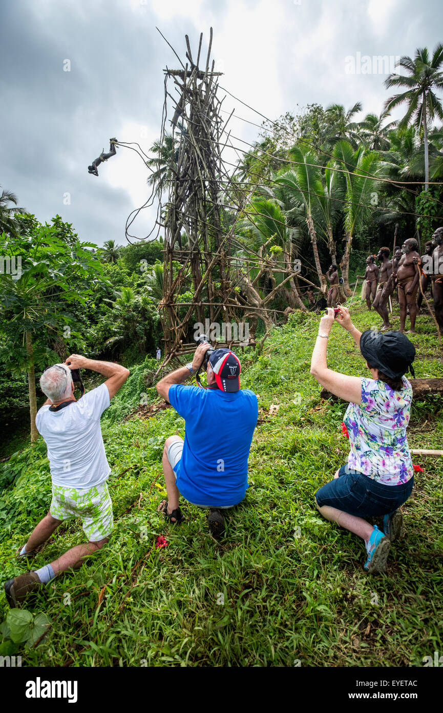 Land diving structure pentecost island hi-res stock photography and ...