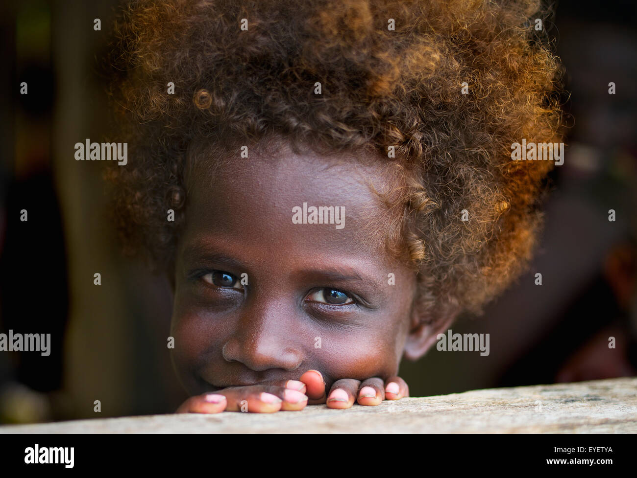 Portrait of a young Solomon Island girl; Gizo, Western Province ...