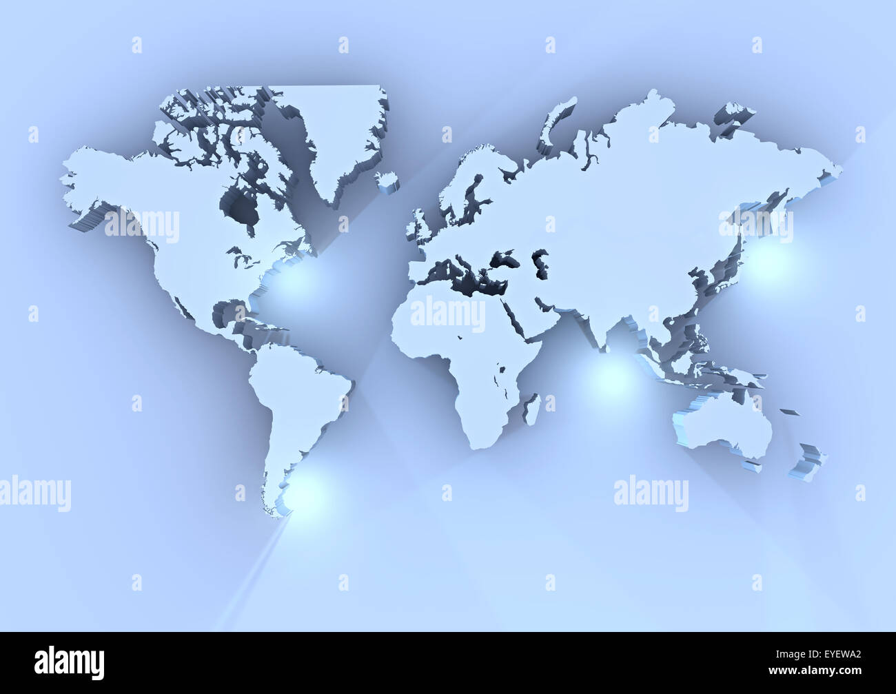 Blue world map 3d Stock Photo - Alamy