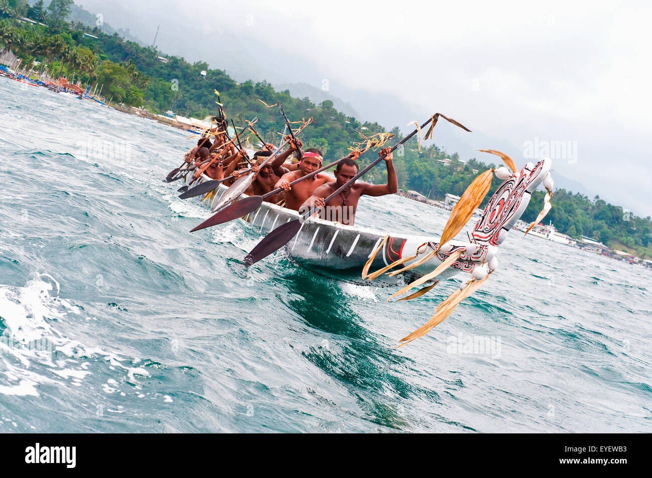 Racing in the Milne Bay Canoe Festival; Alatou, Milne Bay, Papua New ...