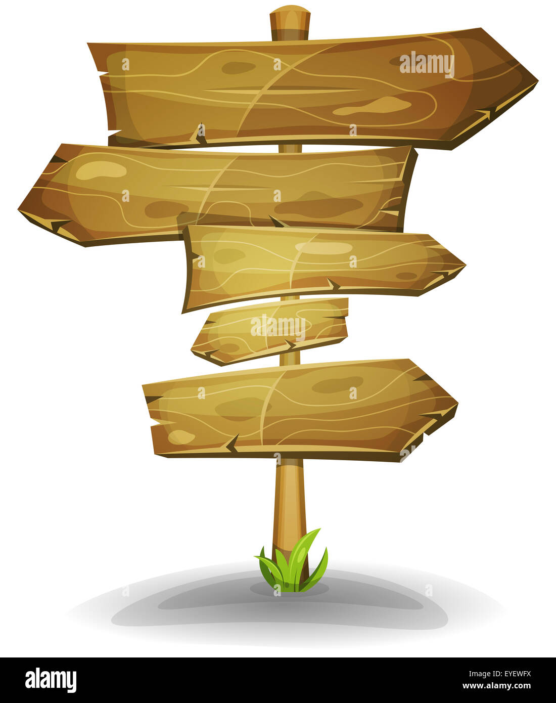Illustration of a cartoon comic wooden road and transportation arrows ...