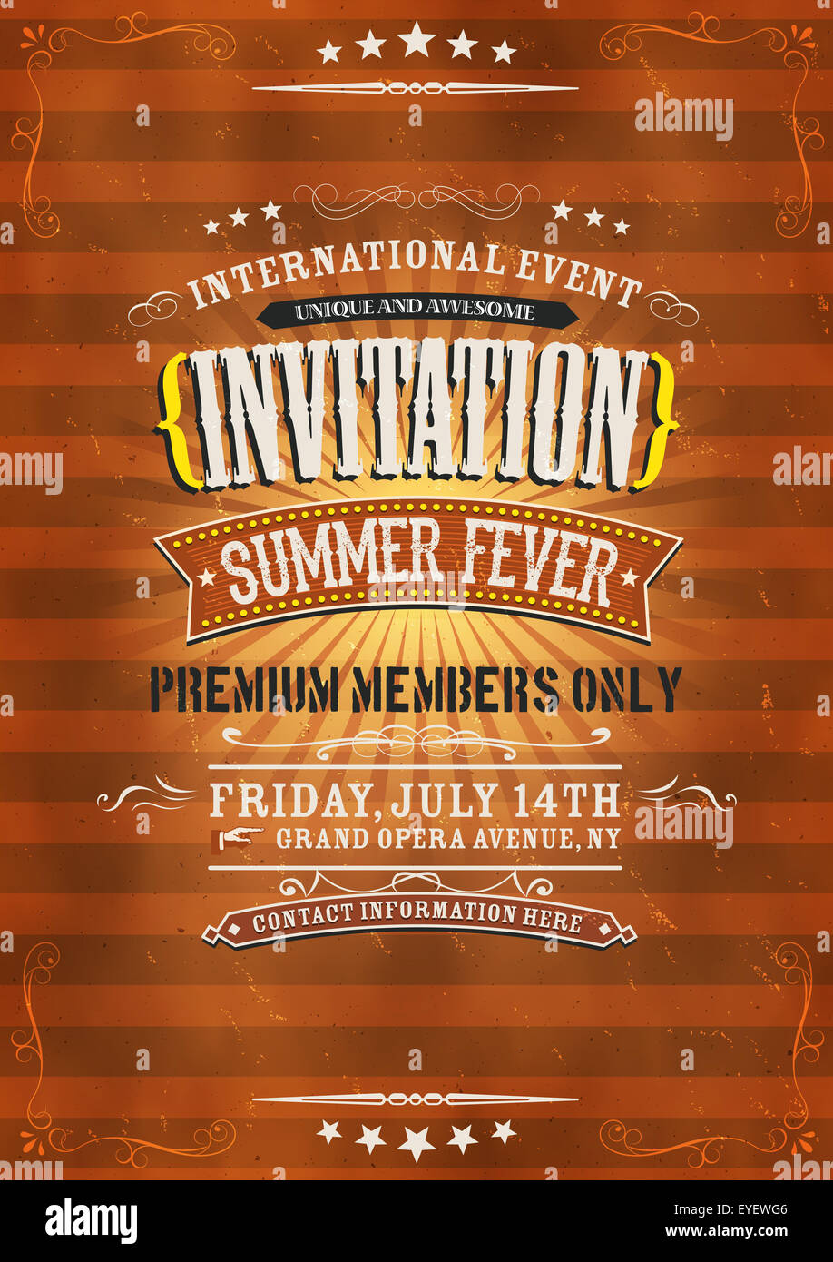 Illustration of a vintage invitation background poster to an event with ...