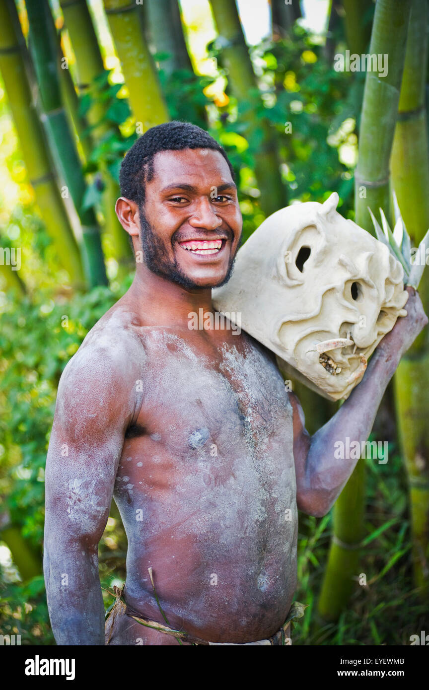 A Goroka mudman with his headdress off; Goroka, Eastern Highlands ...