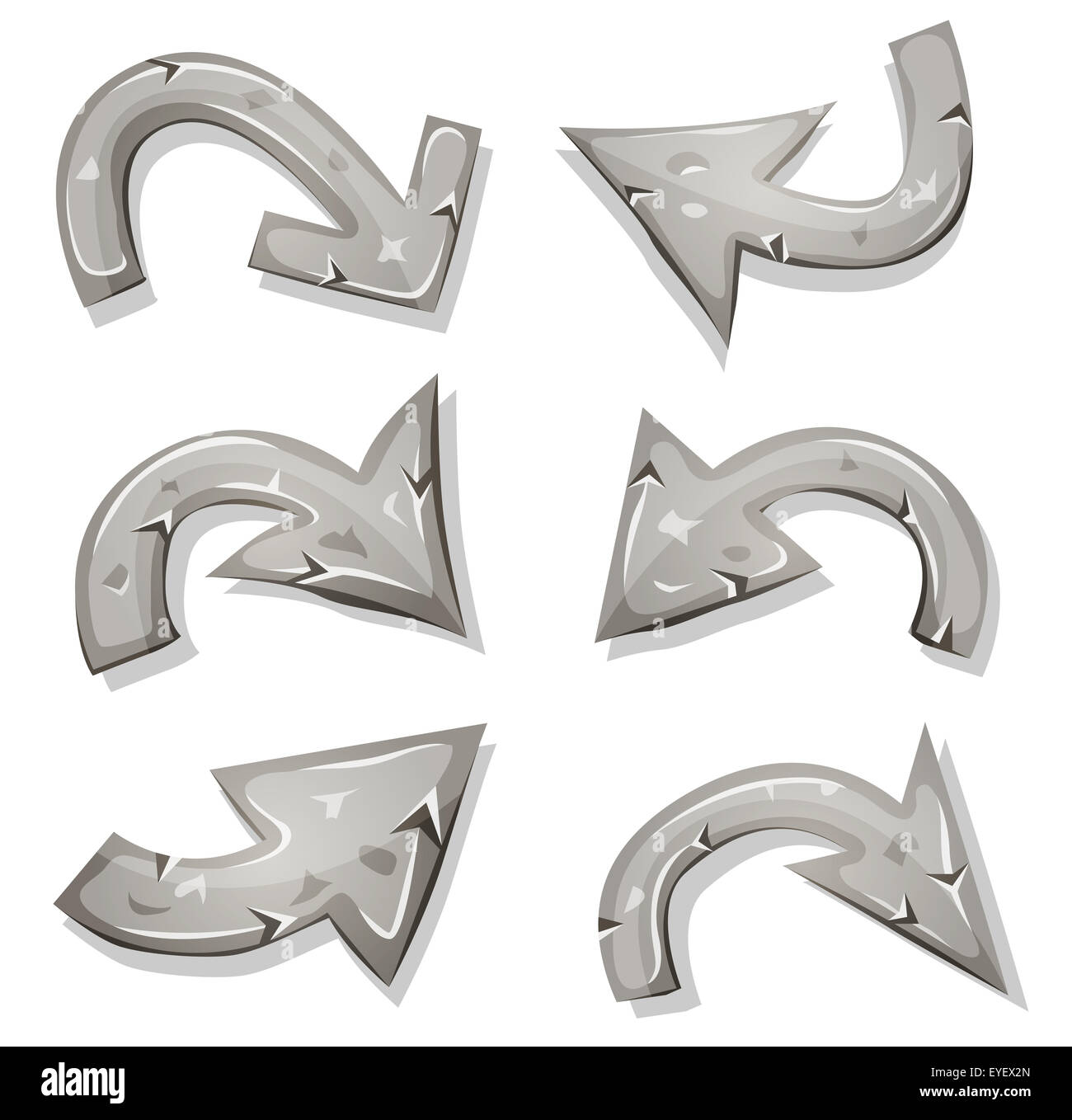 Illustration of a set of funny cartoon design stone and rock arrows ...