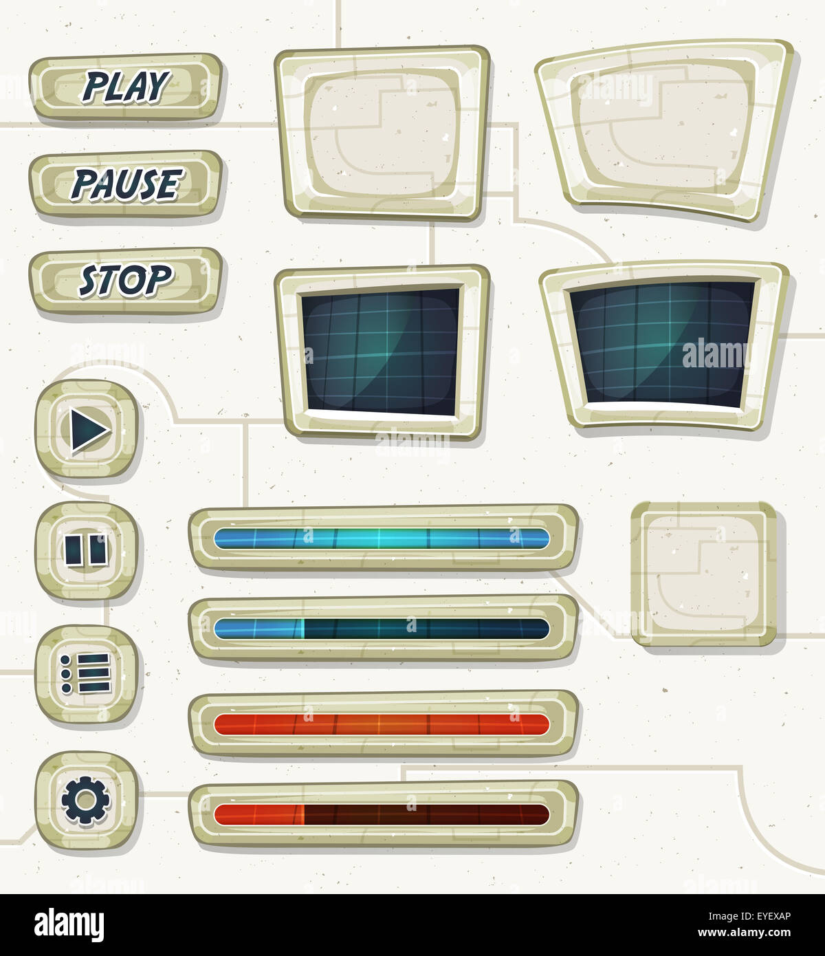Illustration of a set of various cartoon design ui game space and scifi ...