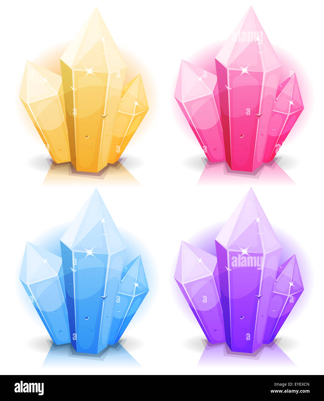 Illustration of a set of glossy and bright cartoon gems stones ...