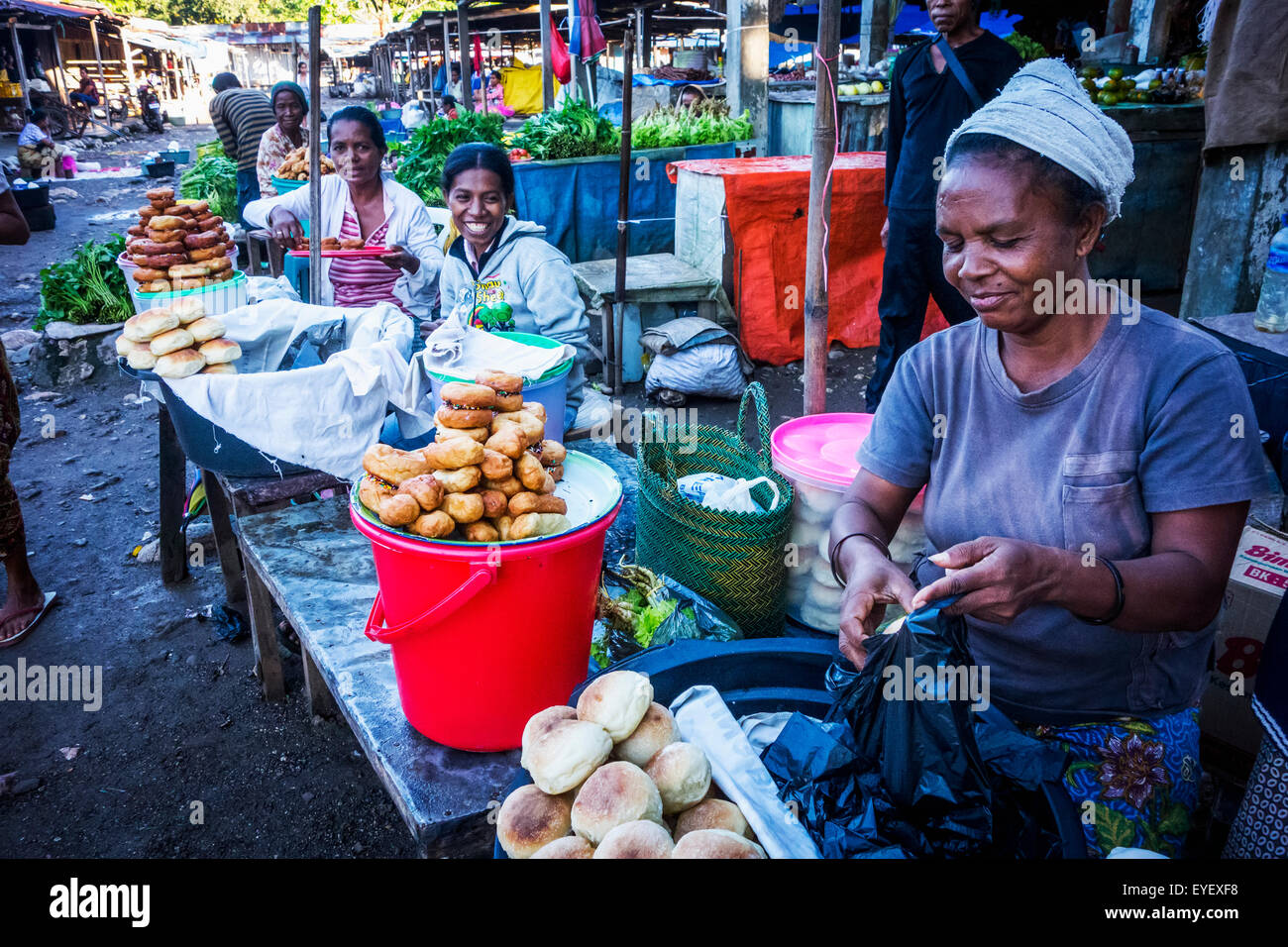 Vendors at the local market; Marobo district, Timor-Leste Stock Photo ...