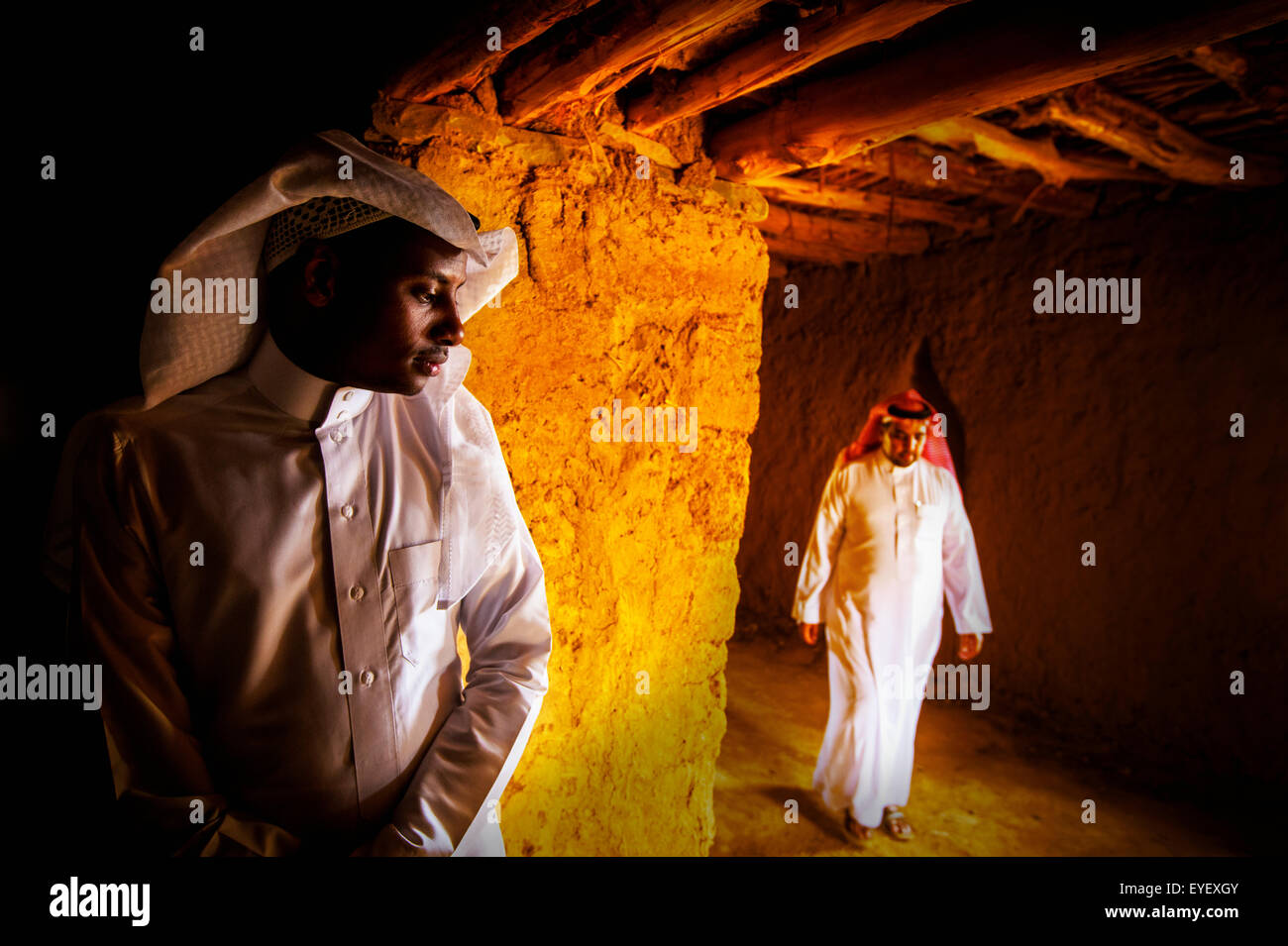 Two Saudis inside old fortress building; Taif, Saudi Arabia Stock Photo ...