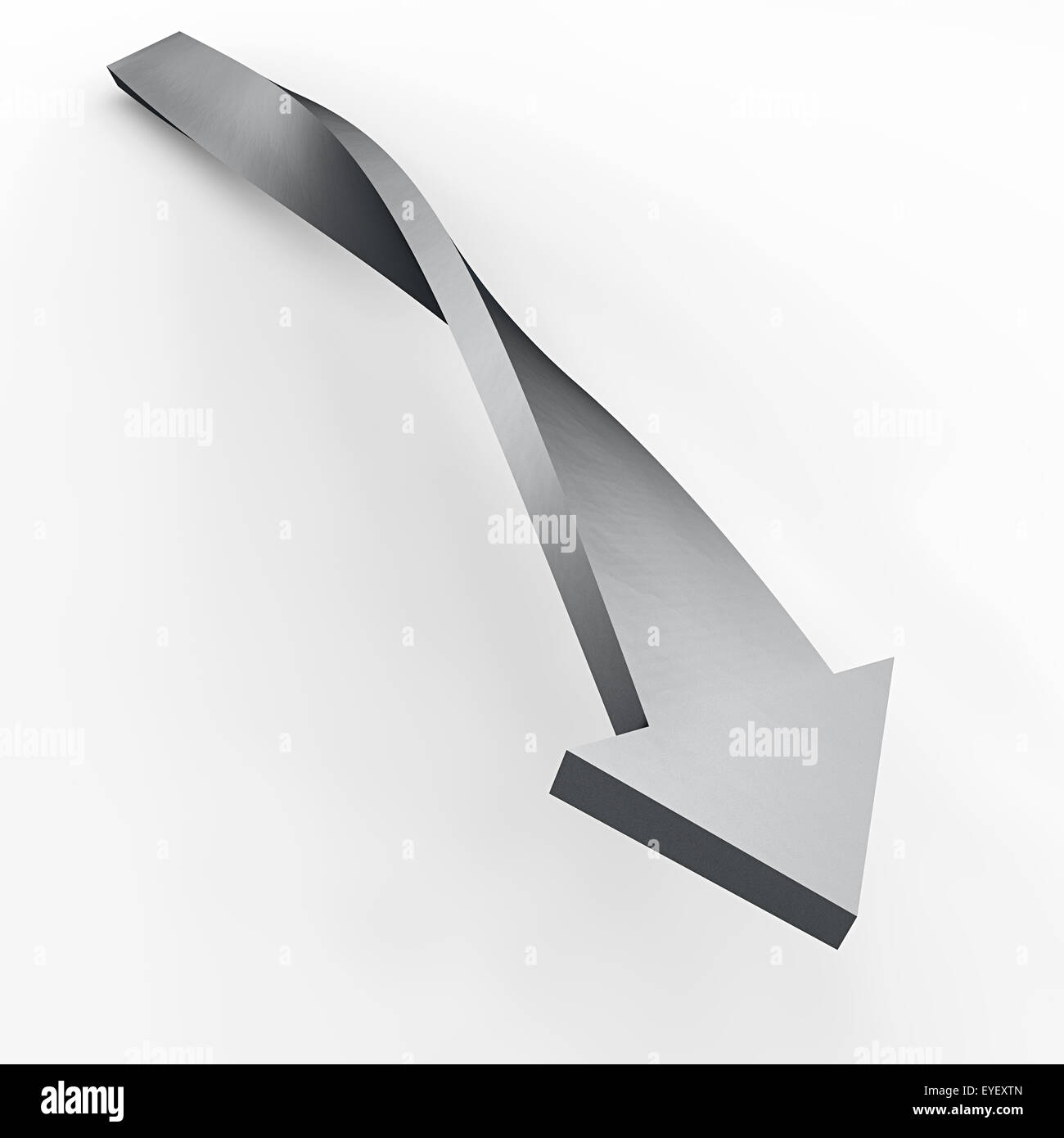 Grey curve arrow down direction Stock Photo - Alamy