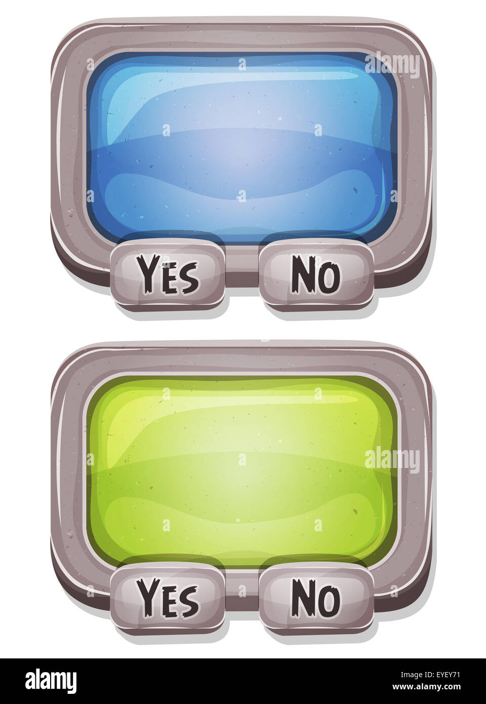 Illustration of a cartoon design answer box with buttons and glass ...