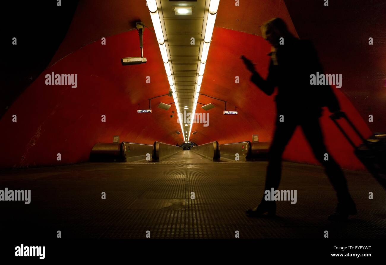 User of the red corridor of the station of the Regional express network ...