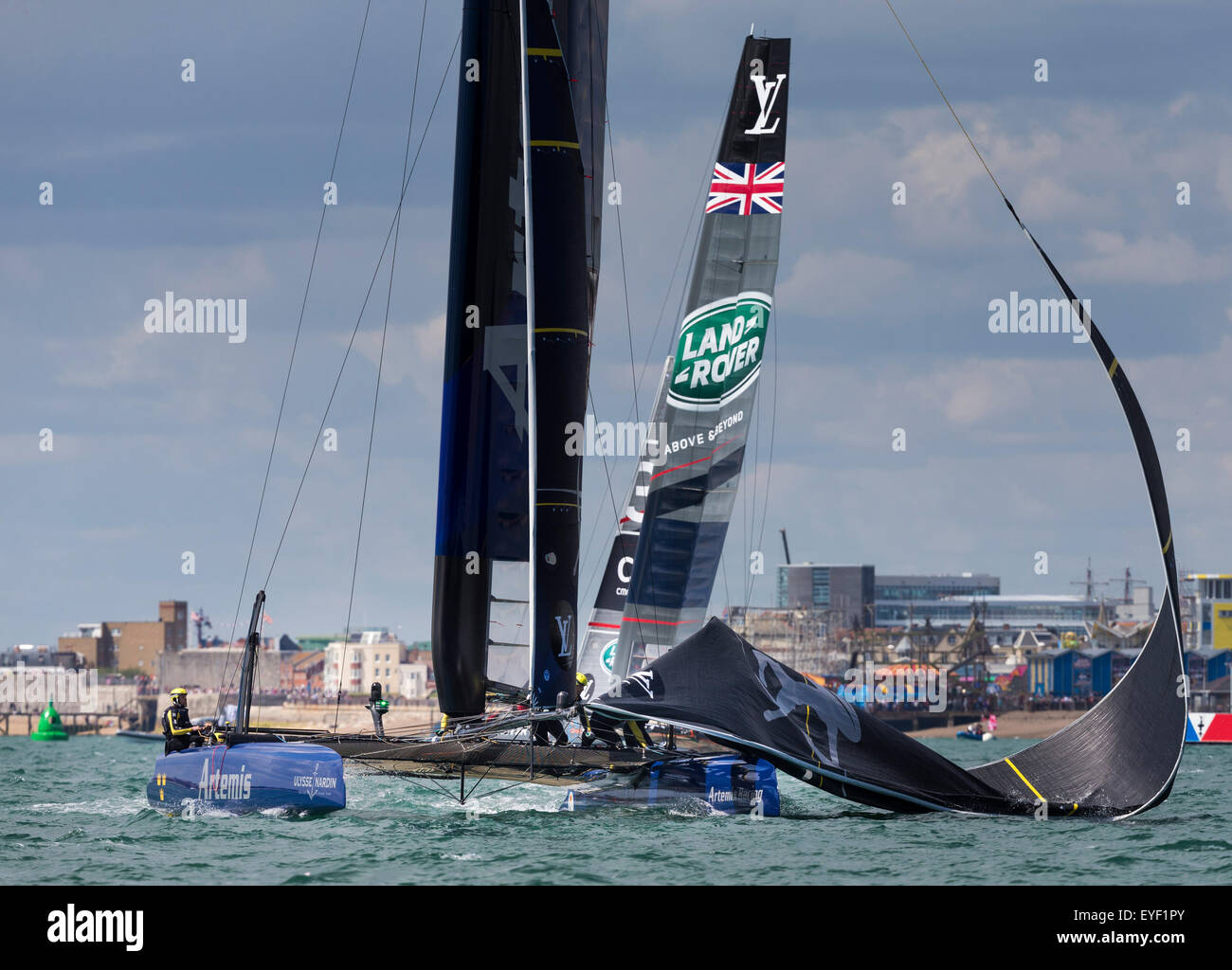 The Swedish Artemis Racing team lose control of their gennaker sail on ...