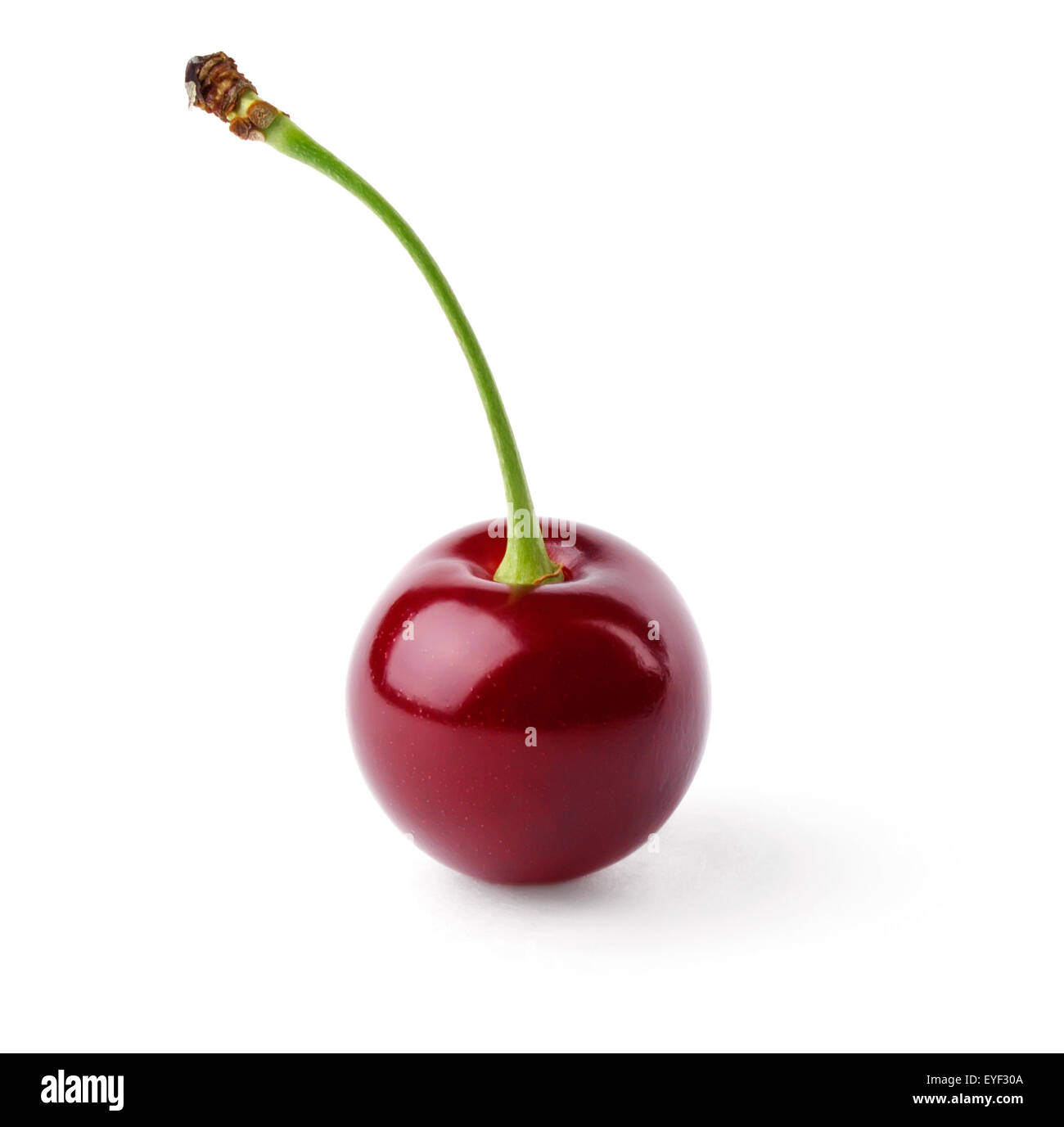 Single ripe cherry isolated on white background Stock Photo - Alamy