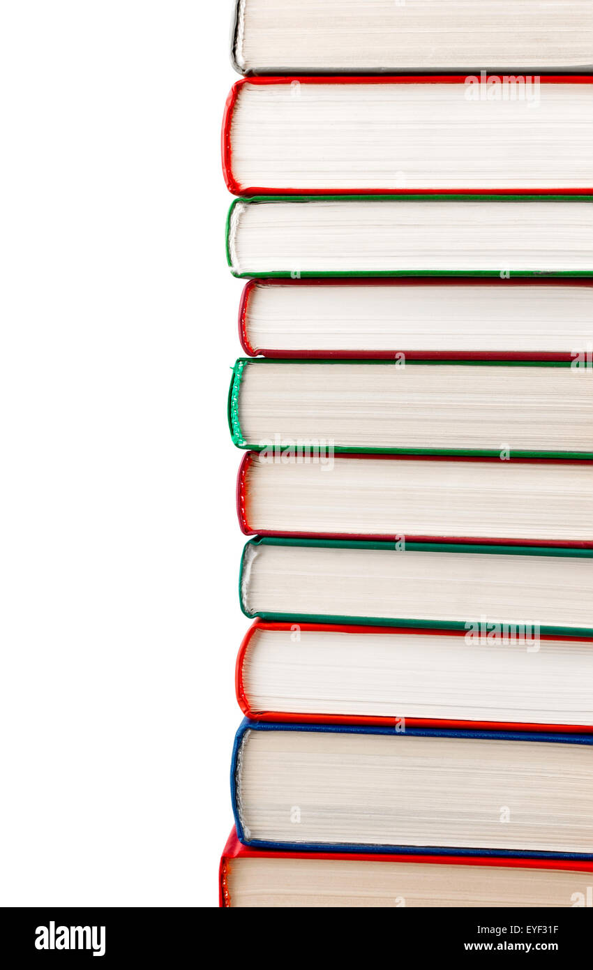 Books stack on white background Stock Photo - Alamy