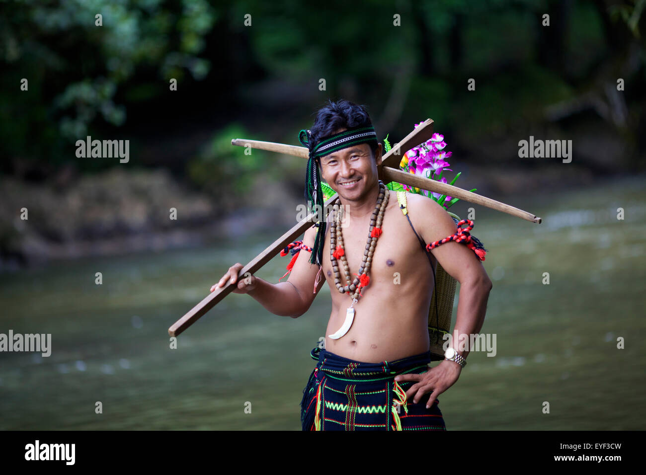 Domestic tourist dressed up as Bunong ethnic minority at Bou Sra ...