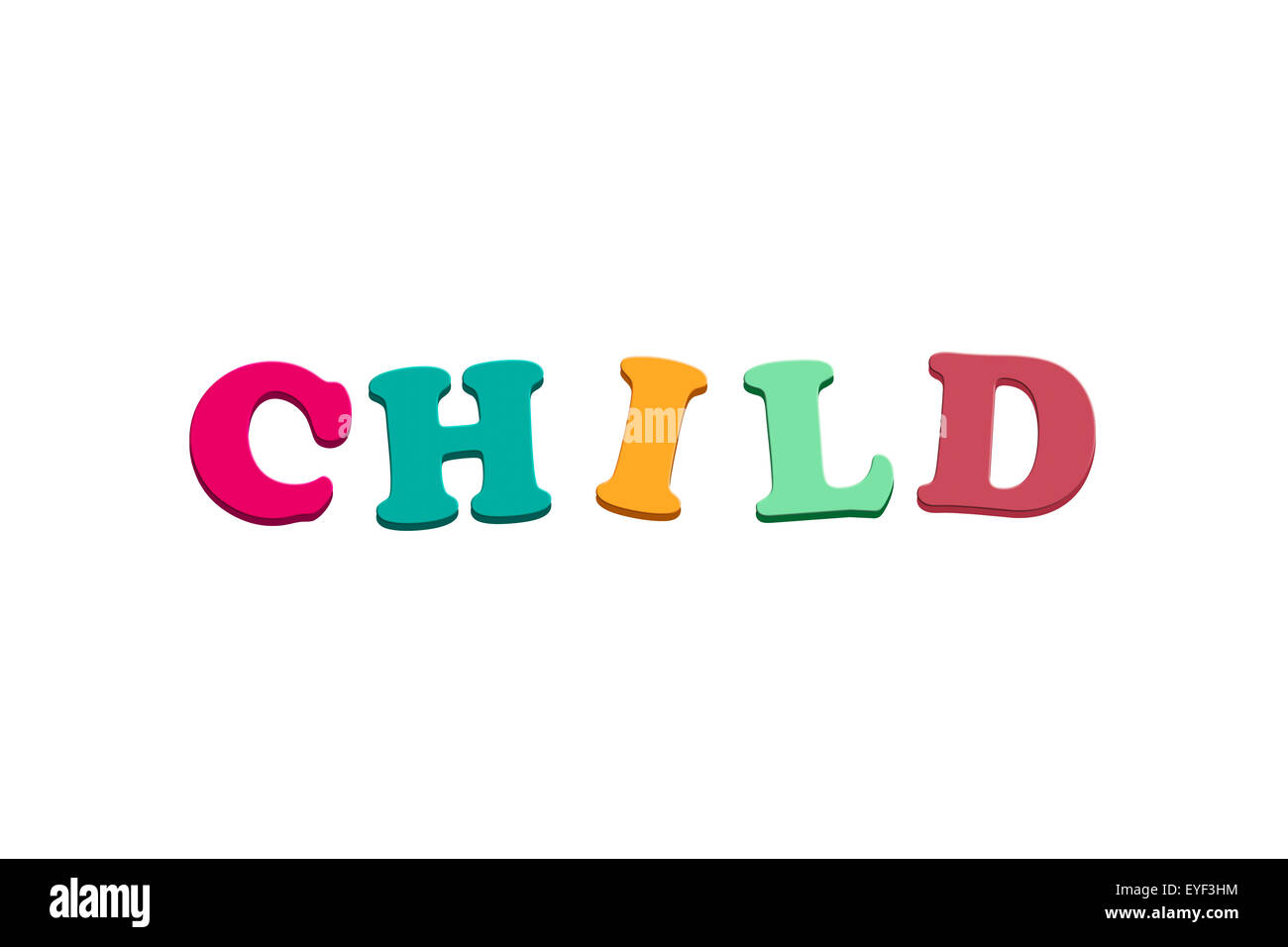Front view of illustrative child text with colorful child letters ...