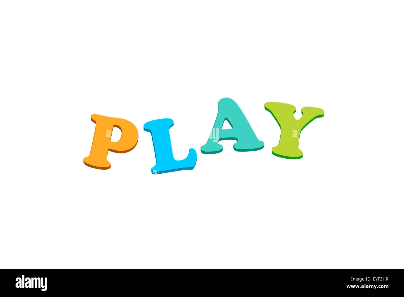 Front view of illustrative play text with colorful child letters ...