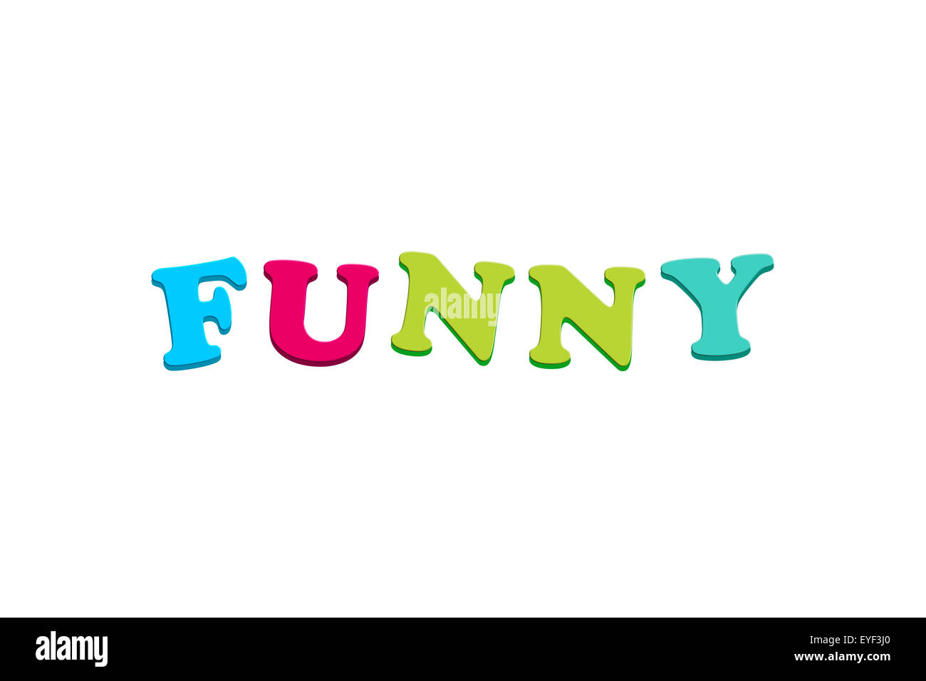 Front view of illustrative funny text with colorful child letters ...
