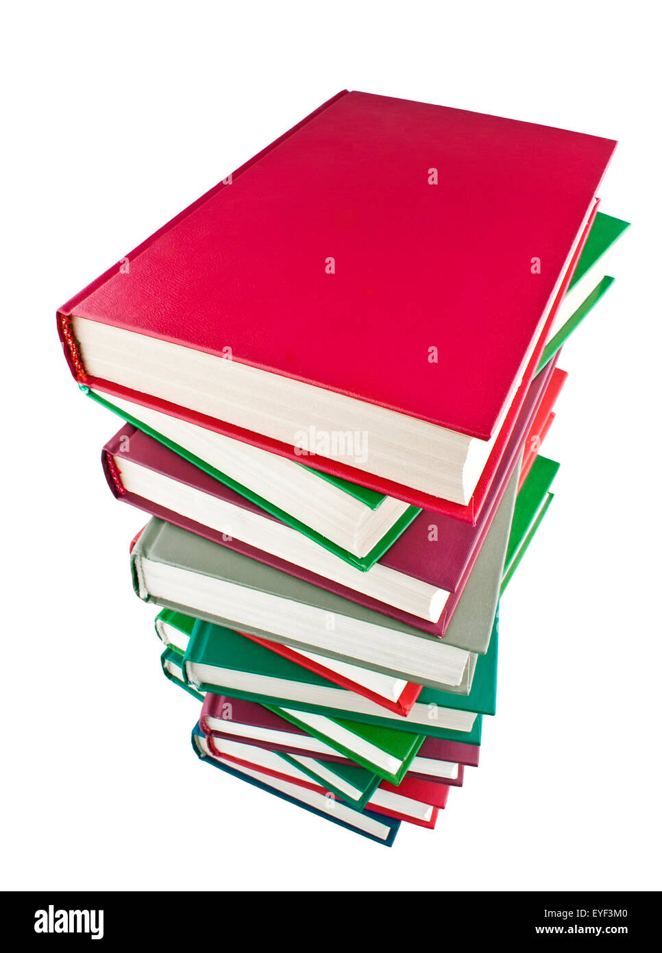 Color books stack on white background Stock Photo - Alamy