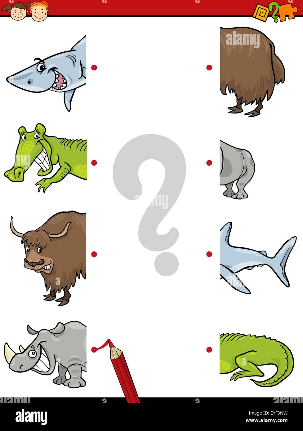 Cartoon Illustration of Education Join Elements Game for Preschool ...