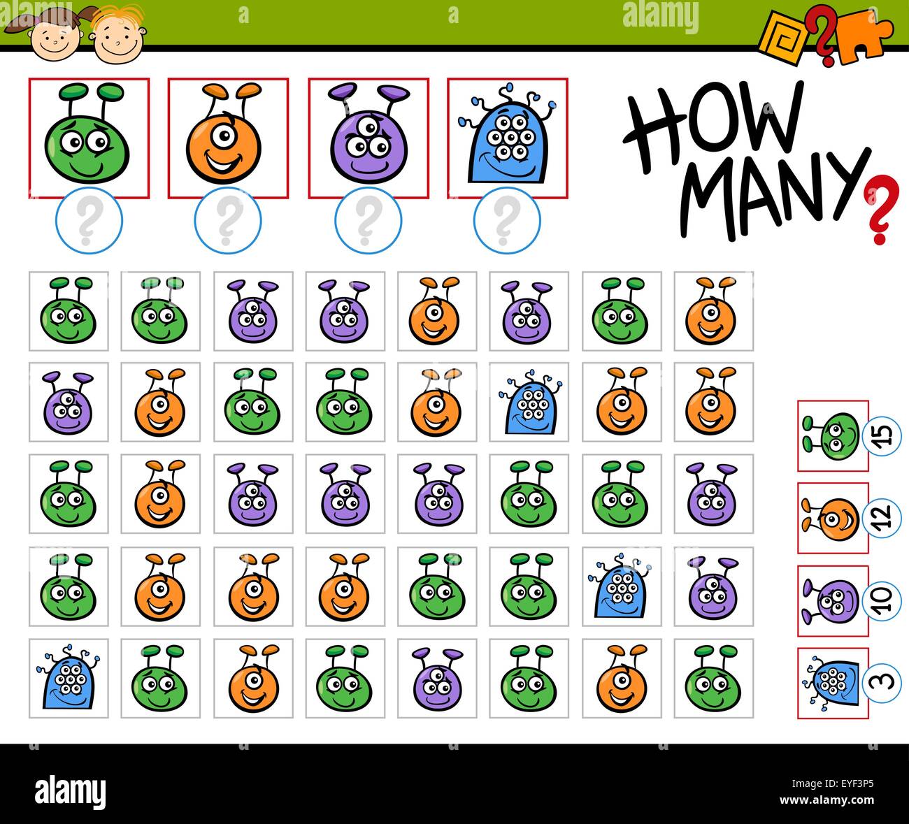 Cartoon Illustration of Education Kindergarten Counting Game for ...