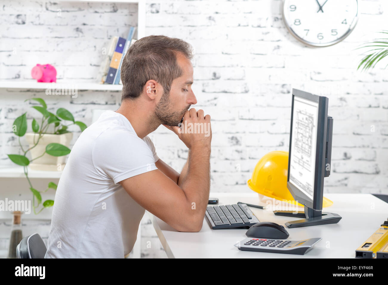 young executive working with his computer in his office Stock Photo - Alamy