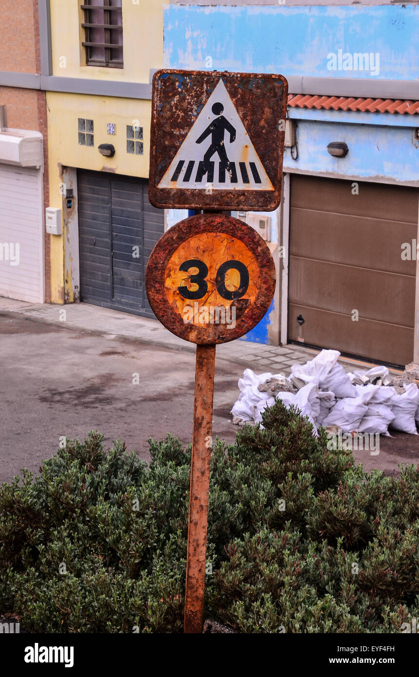 Vintage Old Rusty Road Sign Stock Photo - Alamy