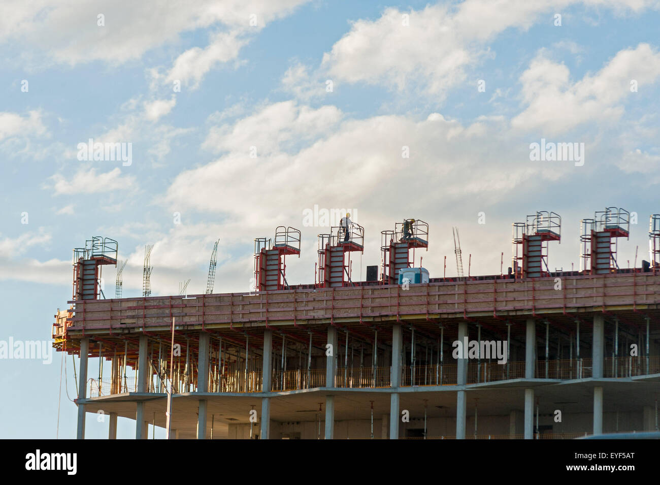 Concrete Framing - Building Site with builder Stock Photo - Alamy