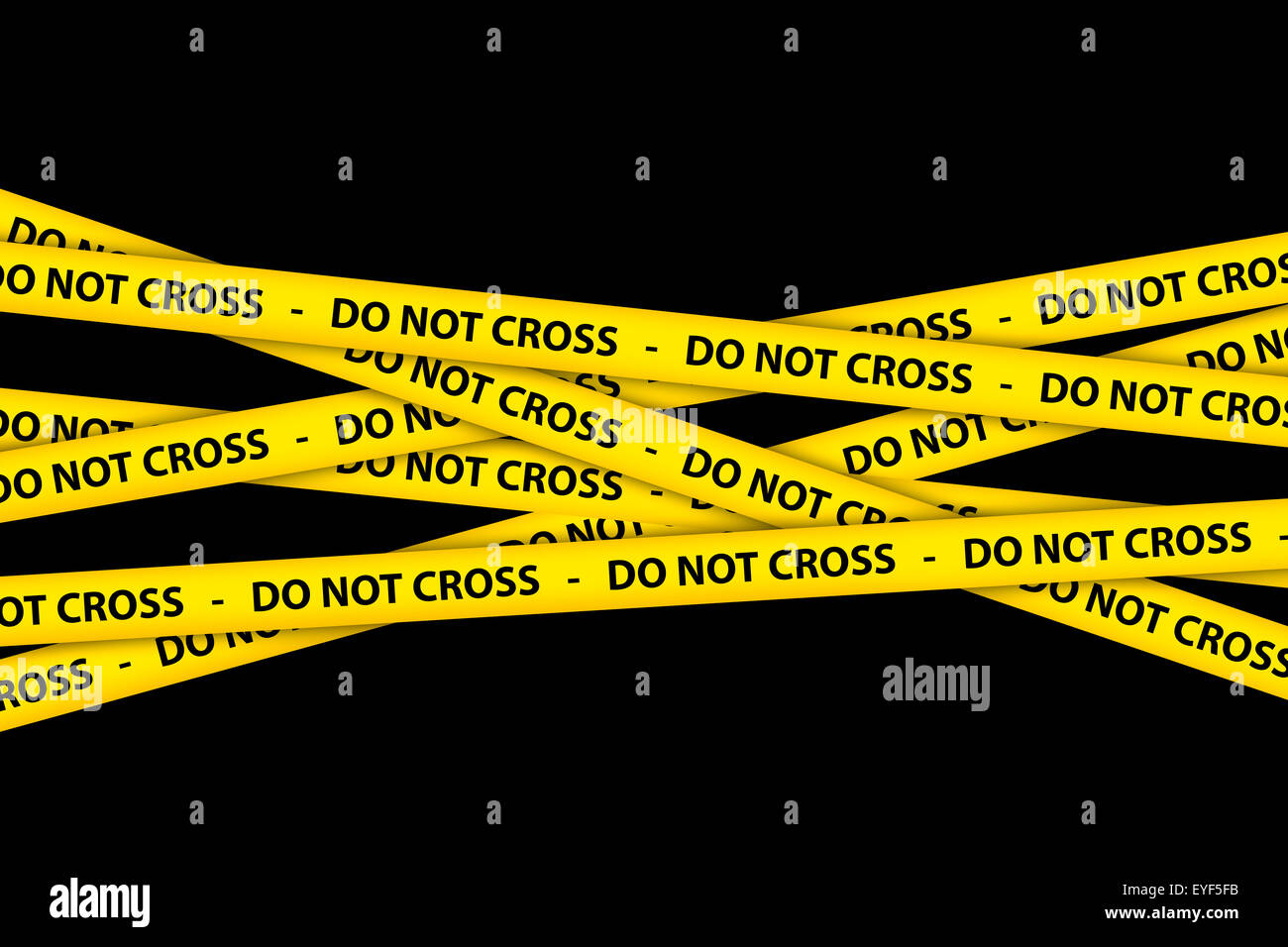 Yellow caution tape strips with text of do not cross, on black ...