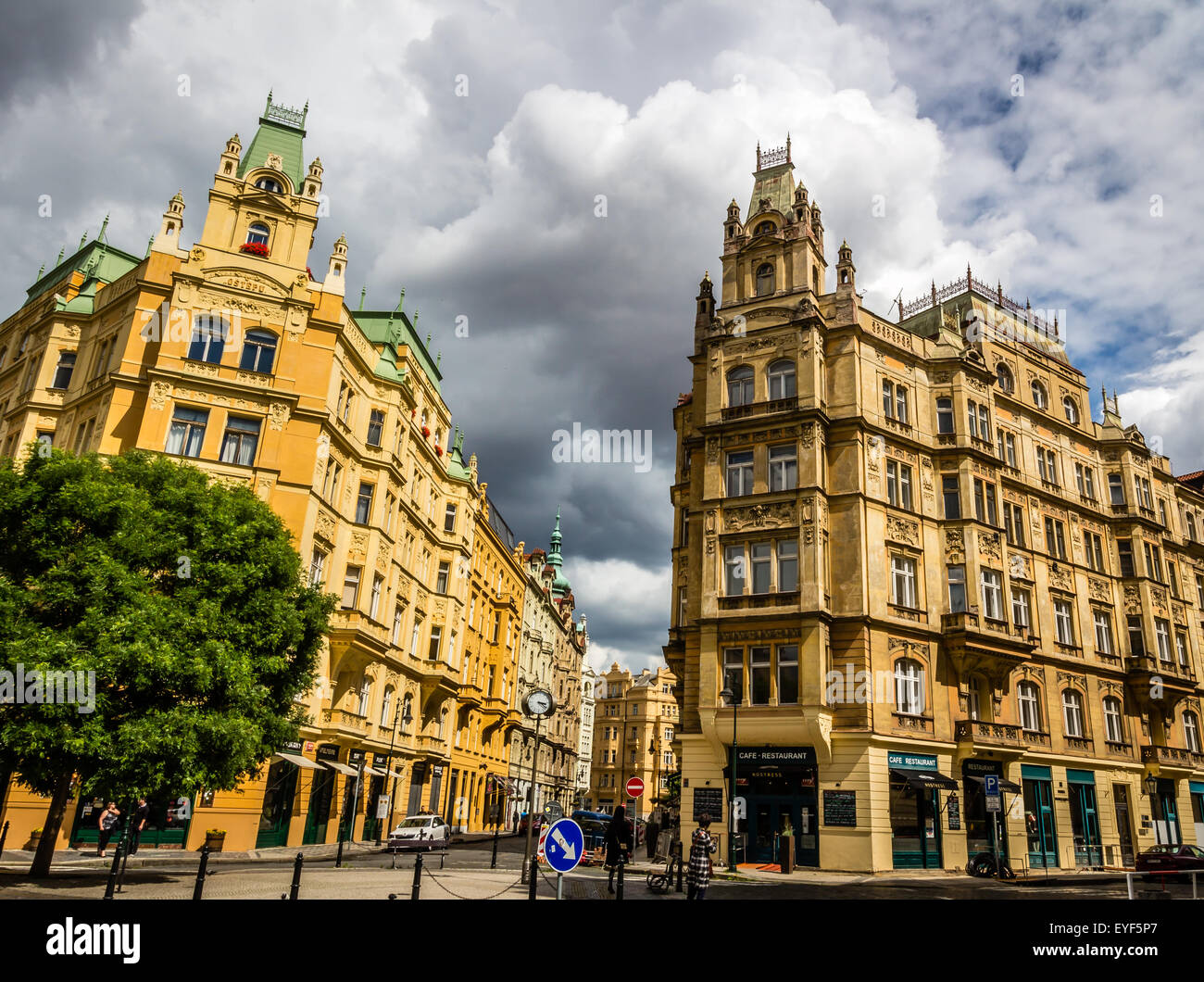 Prague panoramic street view Stock Photo - Alamy