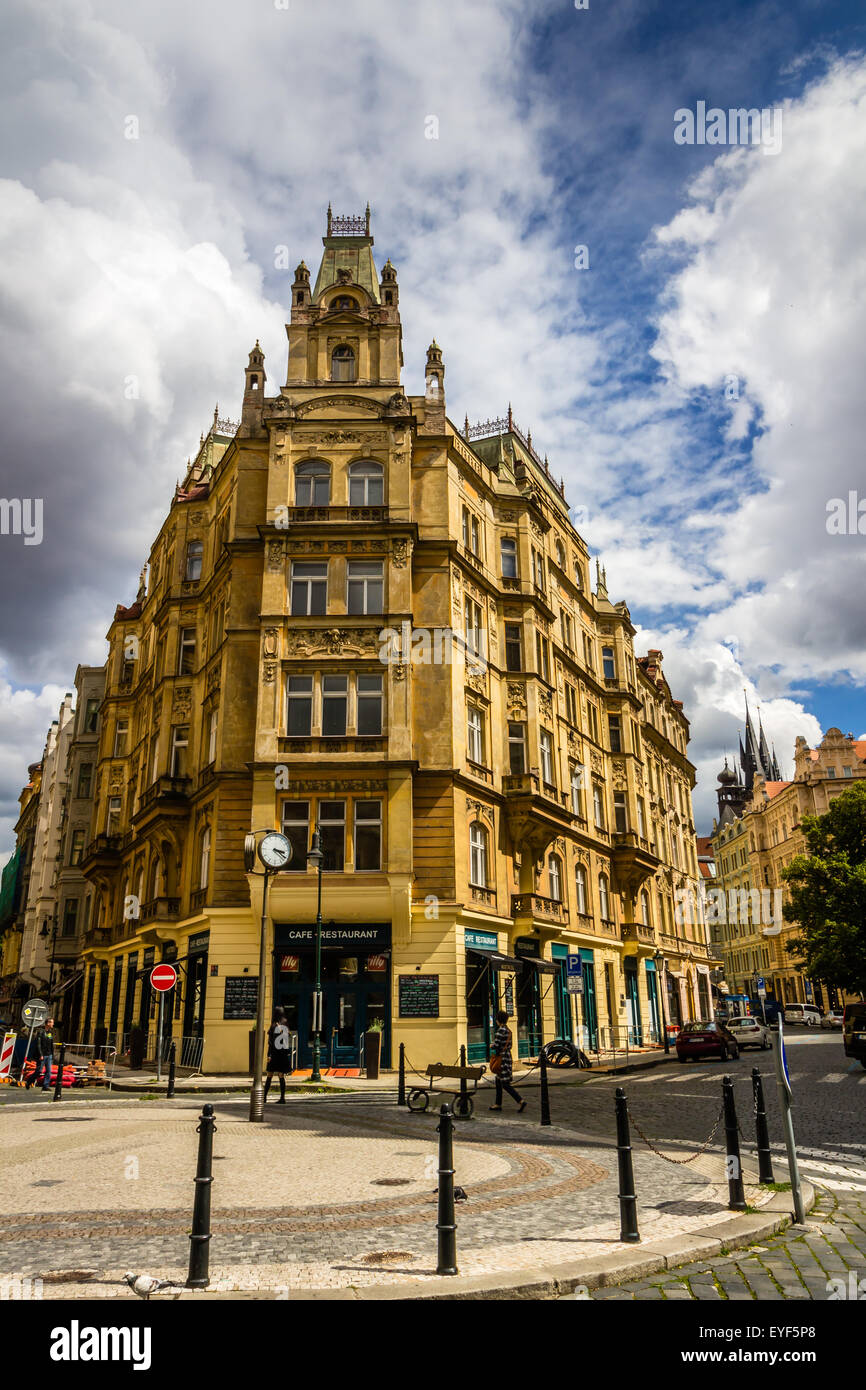 Prague panoramic street view Stock Photo - Alamy