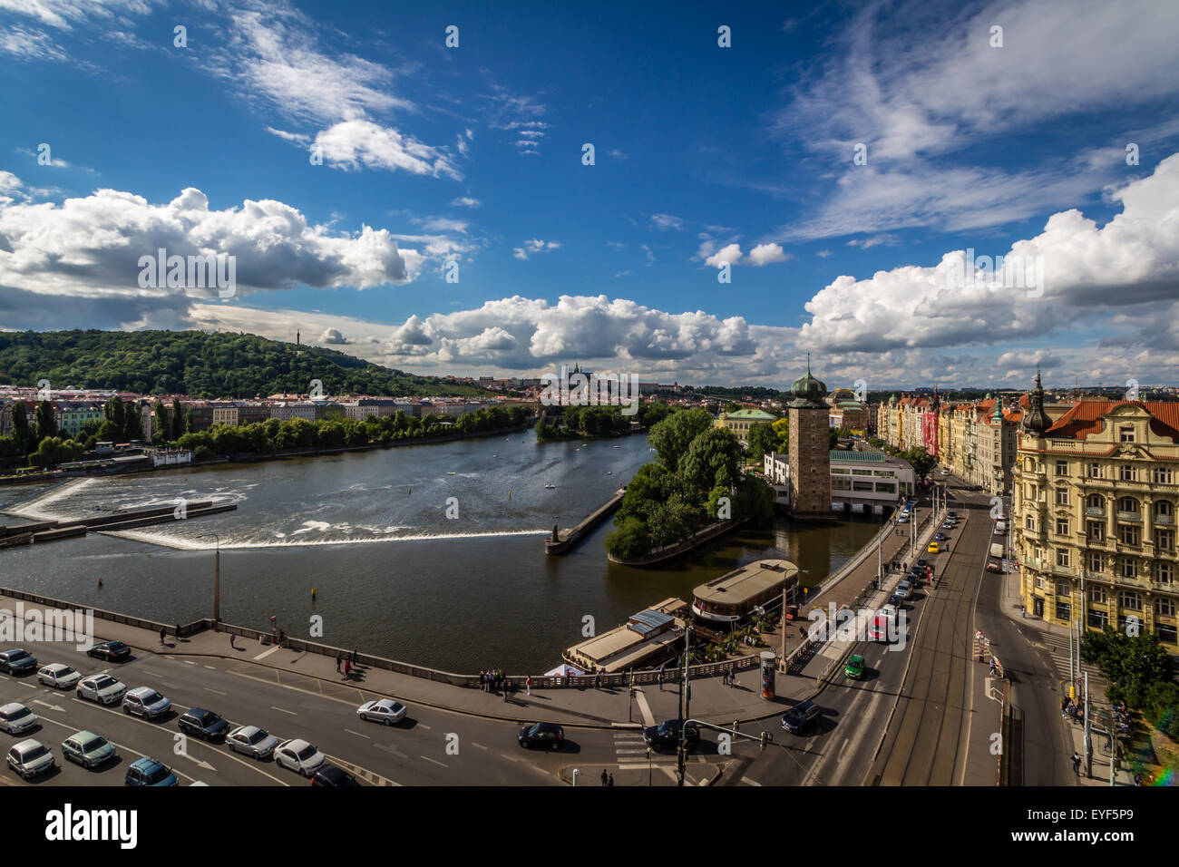 Prague panoramic street view Stock Photo - Alamy