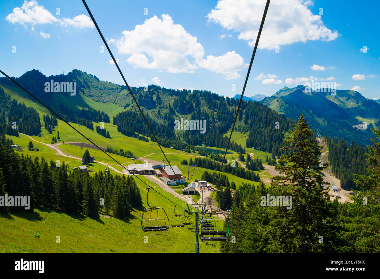 Summer adventure in the Alps Mountains.Cable car transportation Stock ...