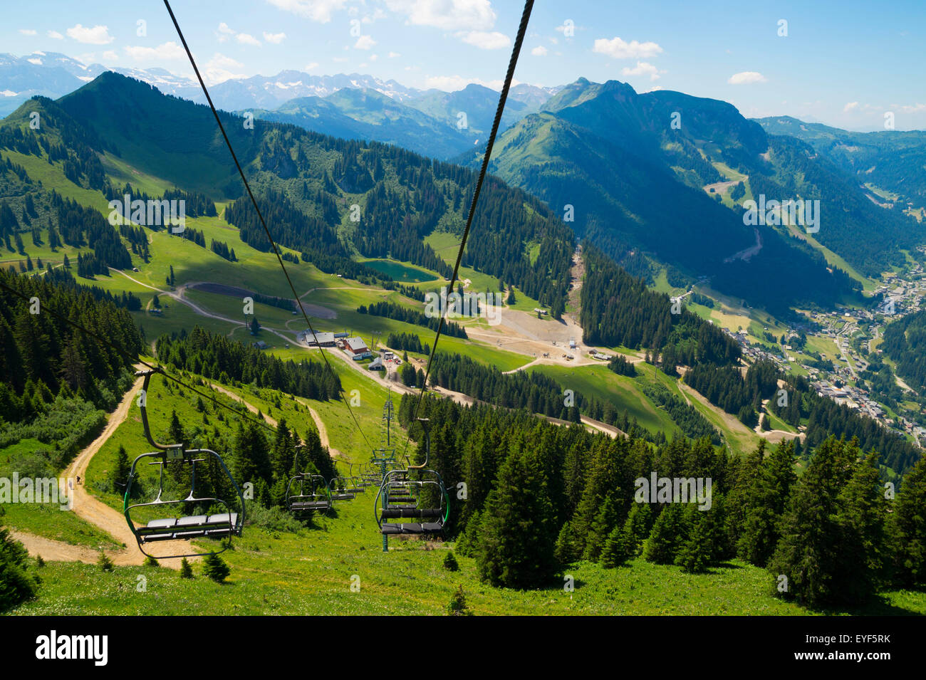Summer adventure in the Alps Mountains.Cable car transportation Stock ...