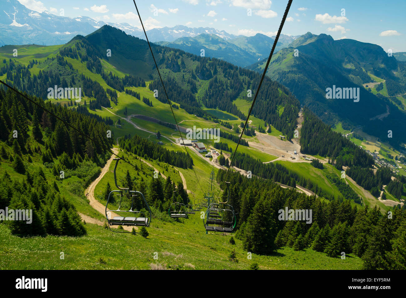 Summer adventure in the Alps Mountains.Cable car transportation Stock ...