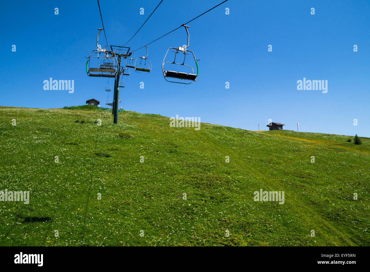 Summer adventure in the Alps Mountains.Cable car transportation Stock ...