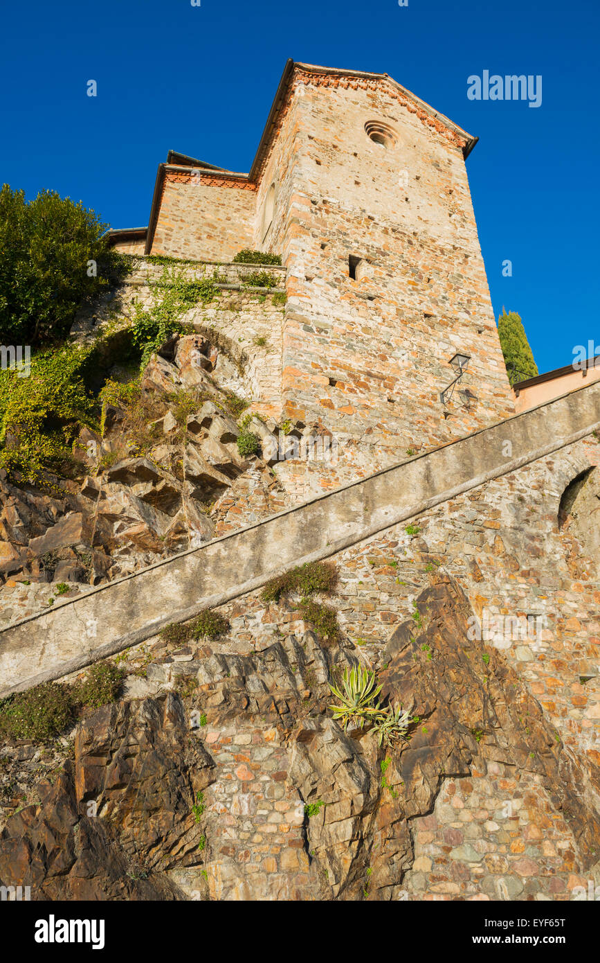 Church built on steep hillside; Lugano, Ticino, Switzerland Stock Photo ...
