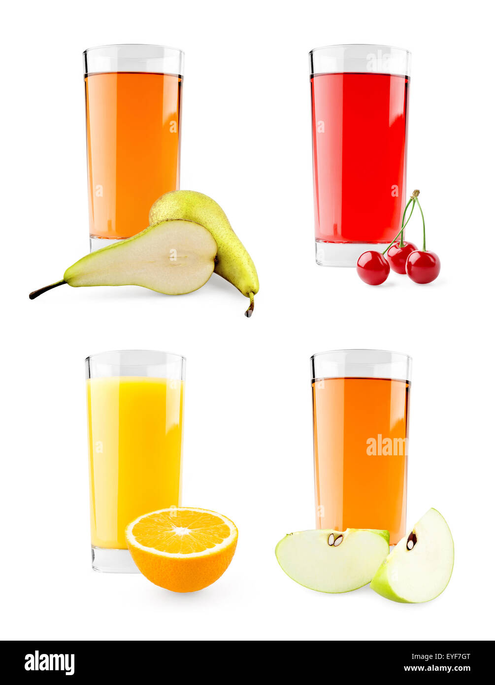 Fruit juices on white background Stock Photo - Alamy