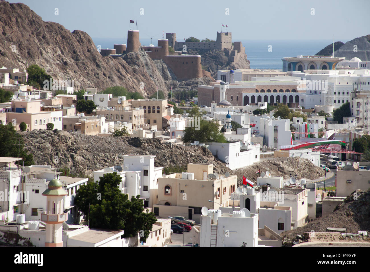 Al Mirani and Al Jalali Forts, Old Muscat; Muscat, Oman Stock Photo - Alamy