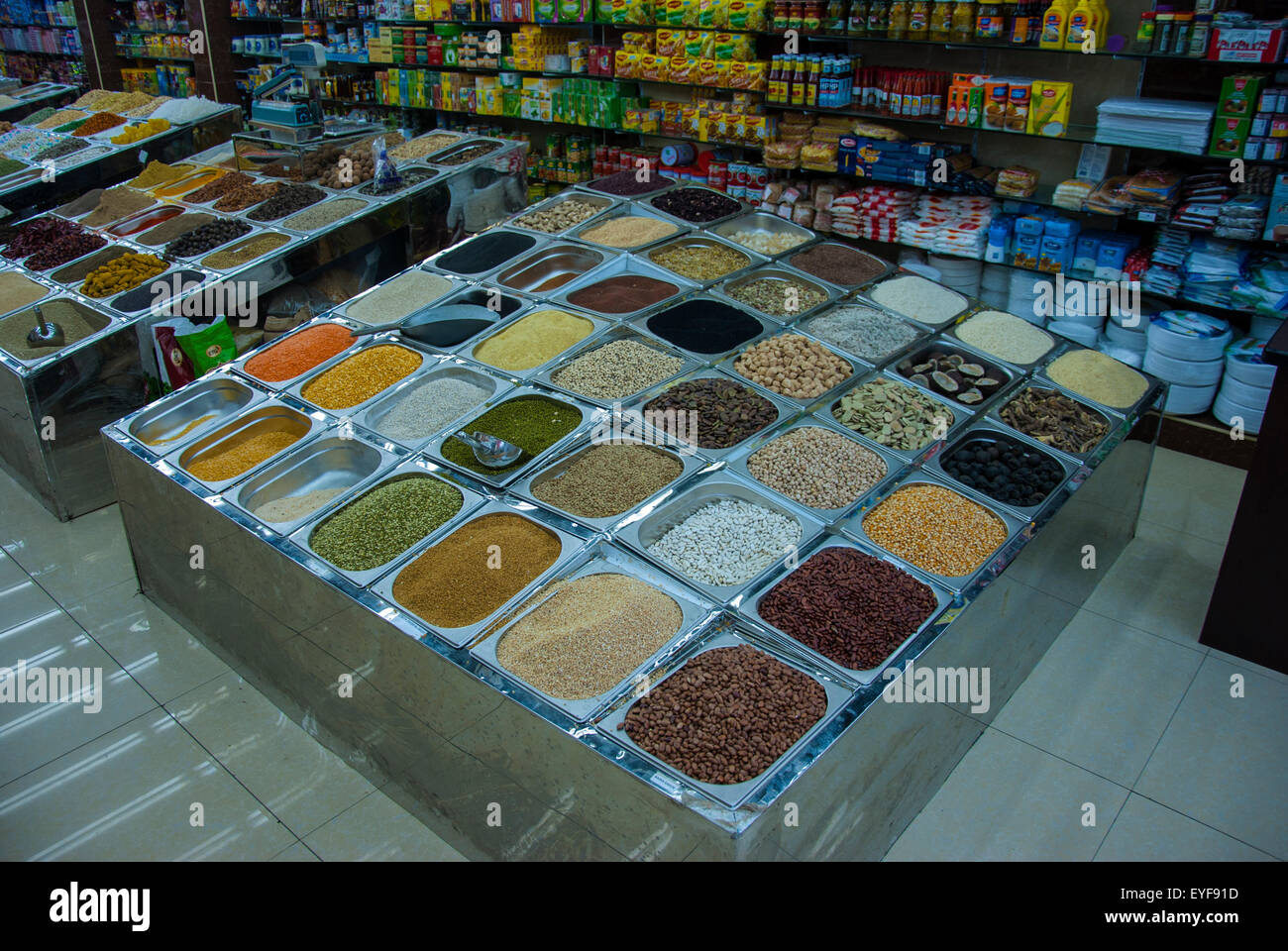 Display of Seeds, Nuts, Beans, Lentils and Pulses, Spice Shop Dubai ...