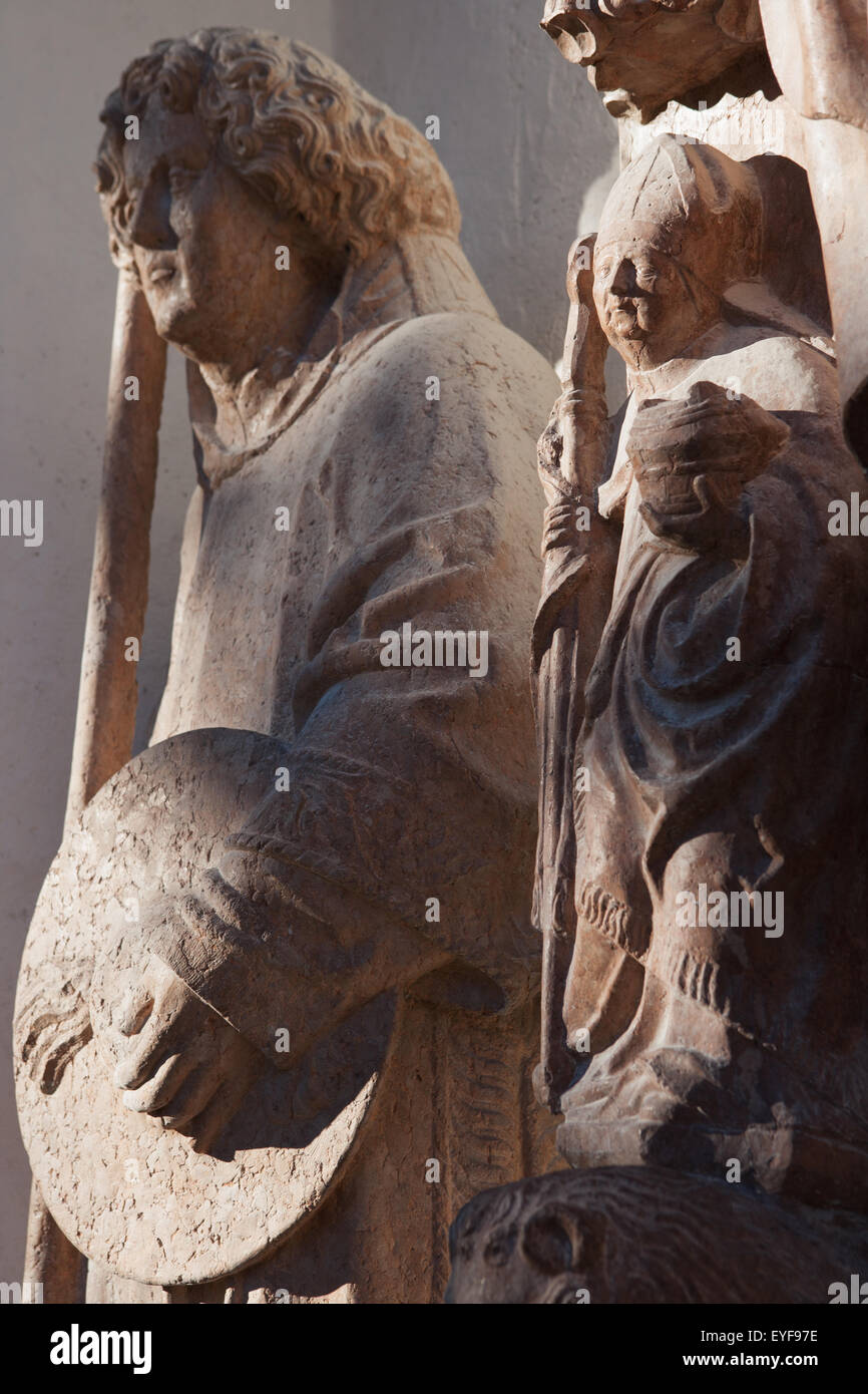 Statues outside the chapel within the castle complex; Salzburg, Austria ...