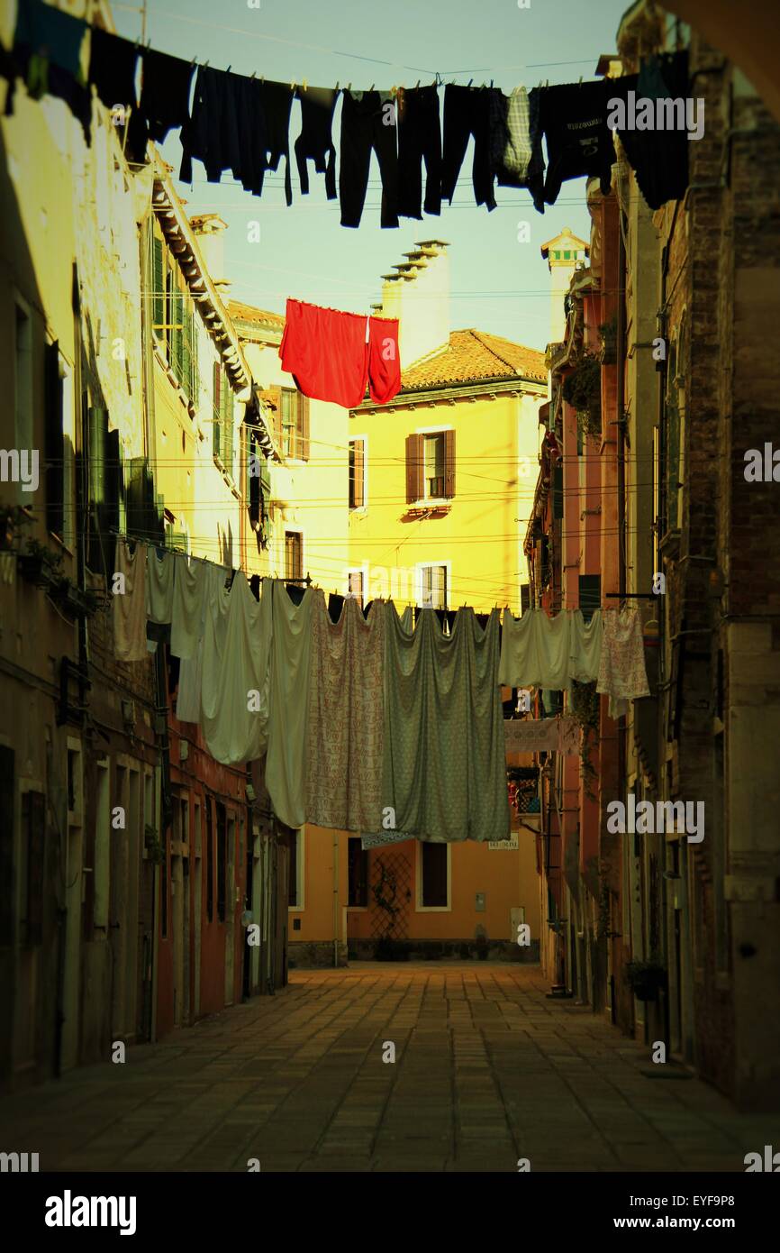 Laundry. Clothes line in Venice.Italy Stock Photo - Alamy