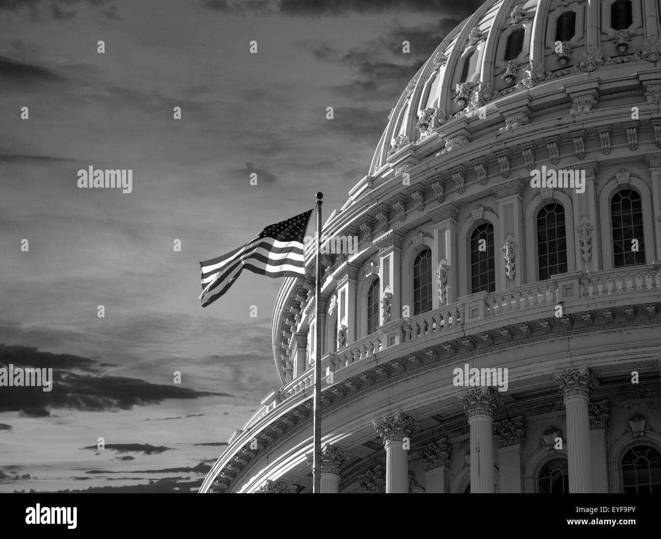Sunset sky over the US Capitol building dome in Washington DC Stock ...